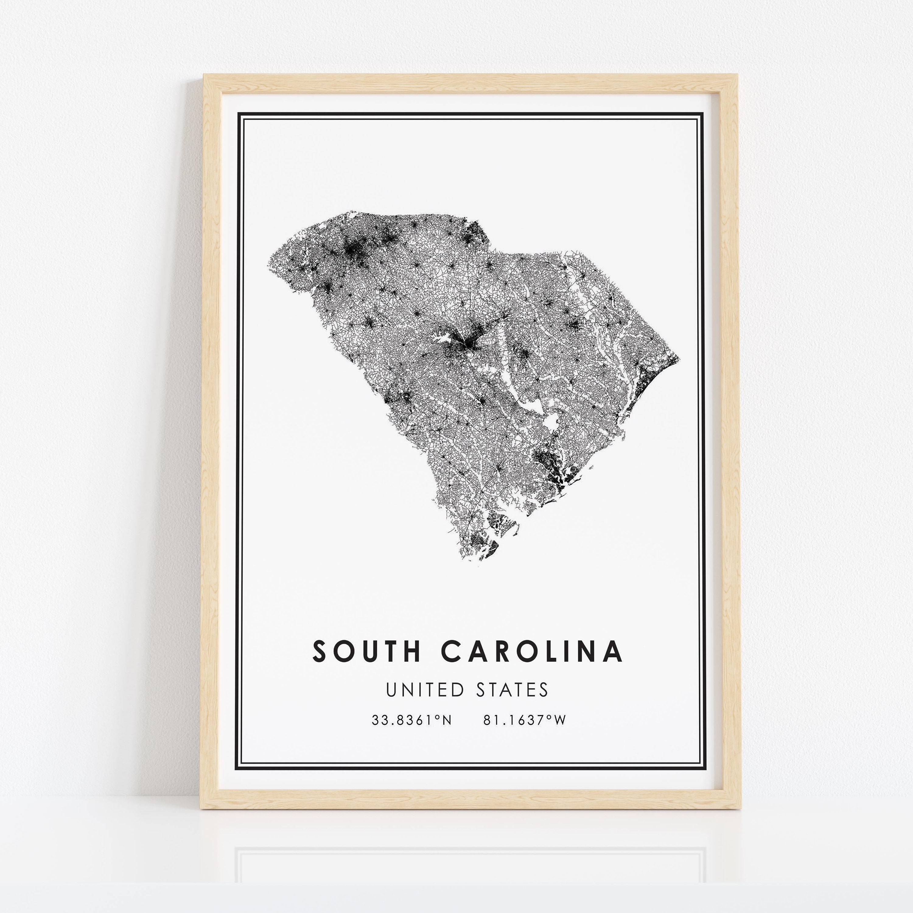 South Carolina United States Map Print Poster Canvas South - Etsy