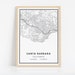 Santa Barbara Map Print Poster Canvas | California Map Print Poster ...