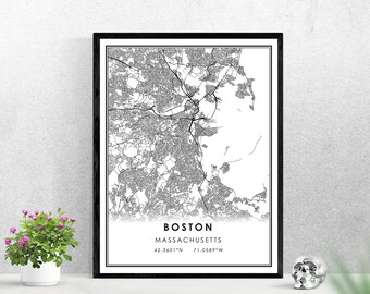 Boston Map Poster | Etsy