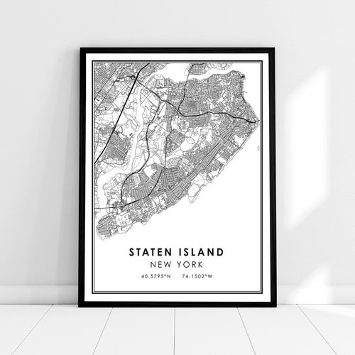 Staten Island Map Print Poster Canvas New York Street Map - Etsy