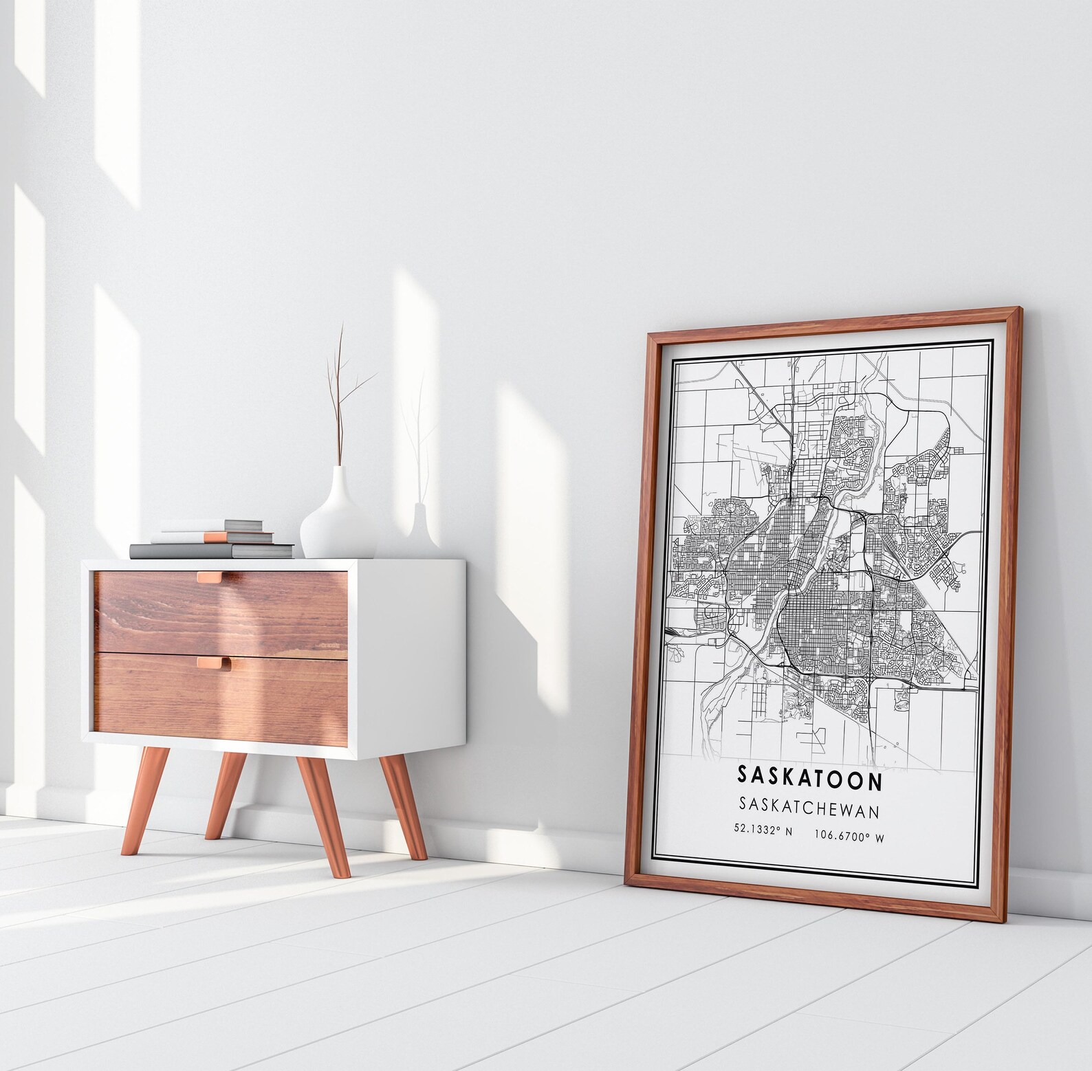 Saskatoon Map Print Poster Canvas | Saskatchewan Map Print Poster ...