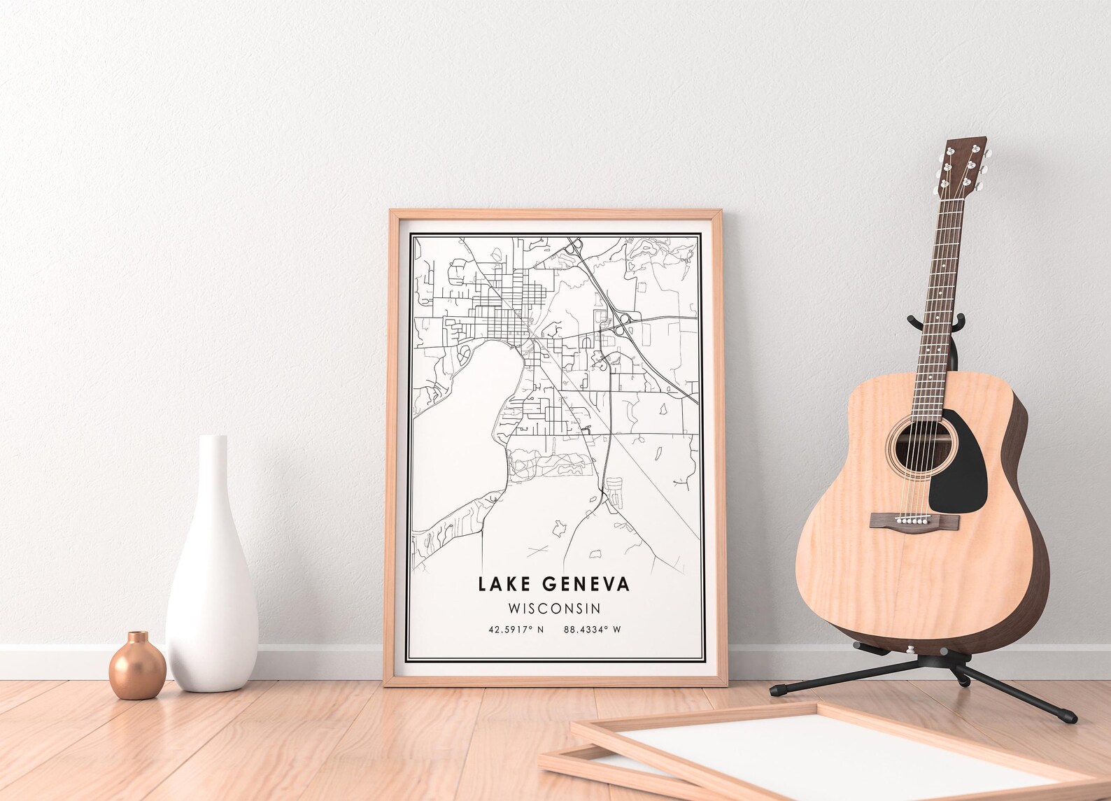 Lake Geneva Map Print Poster Canvas Wisconsin Map Print - Etsy