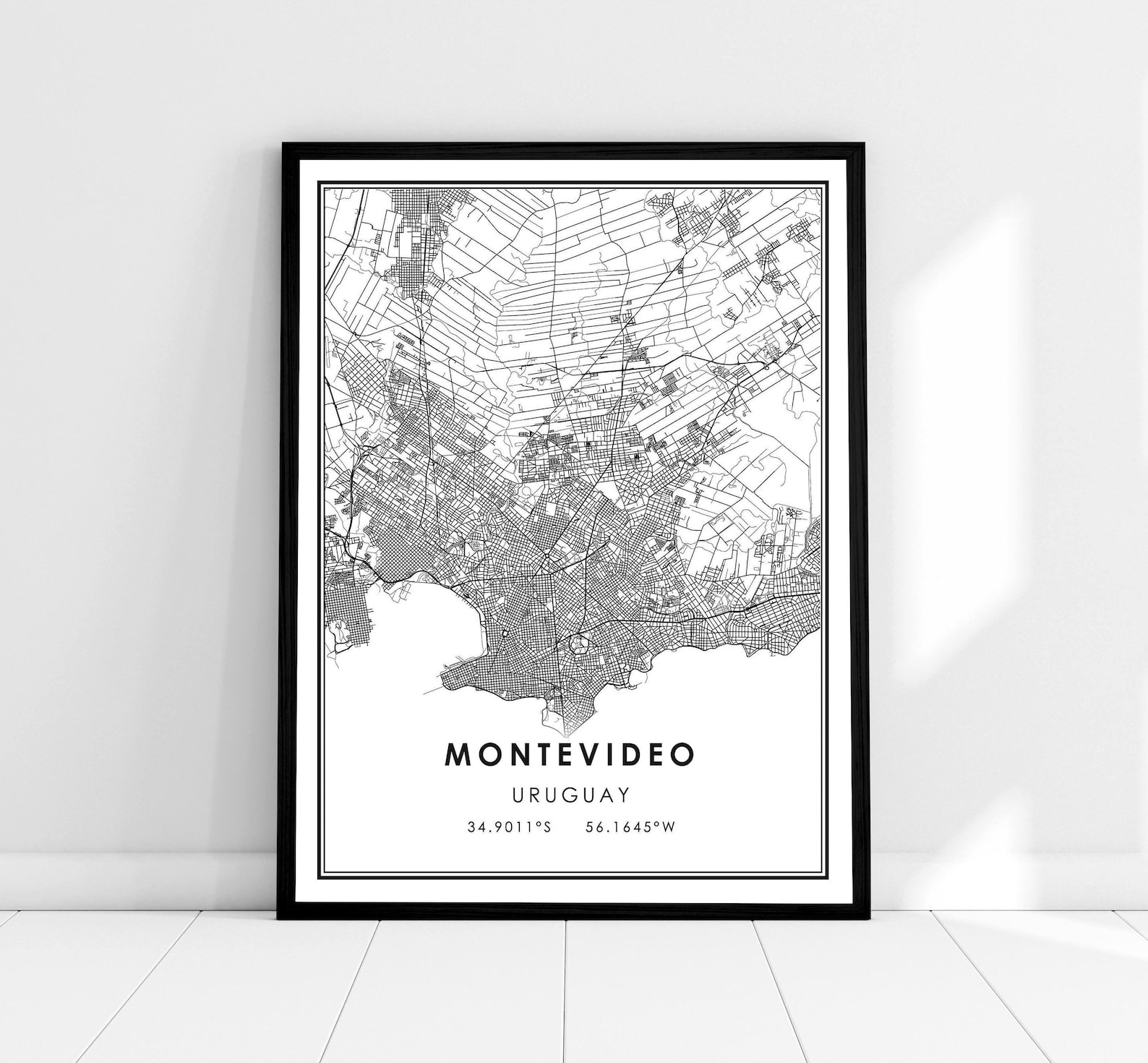 Montevideo Map Print Poster Canvas | Uruguay Map Print Poster Canvas ...