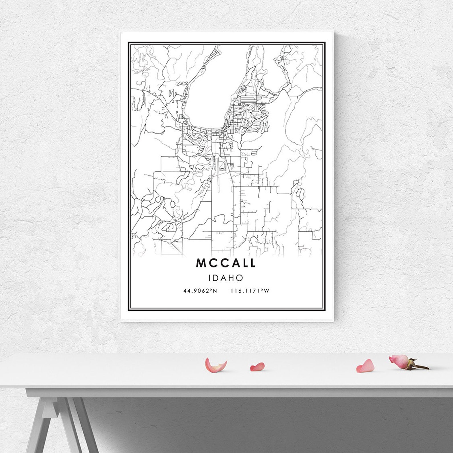McCall map print poster canvas Idaho map print poster canvas | Etsy