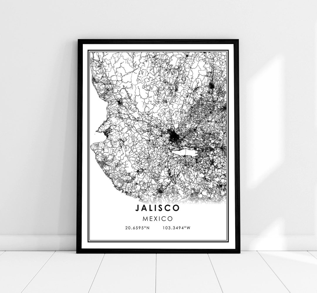 Jalisco Map Print Poster Canvas | Mexico Map Print Poster Canvas ...