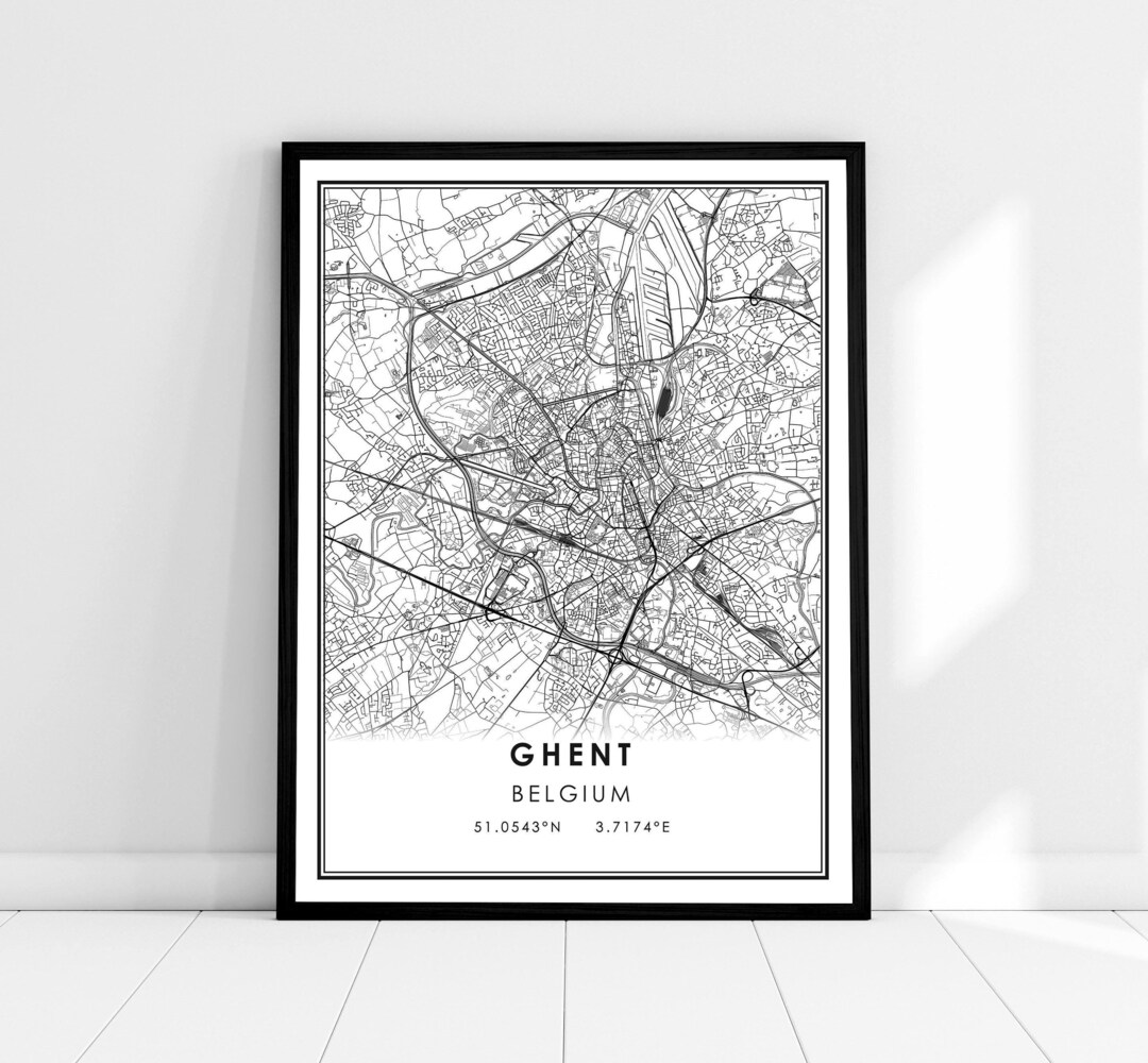 Ghent Map Print Poster Canvas | Belgium Map Print Poster Canvas | Ghent ...