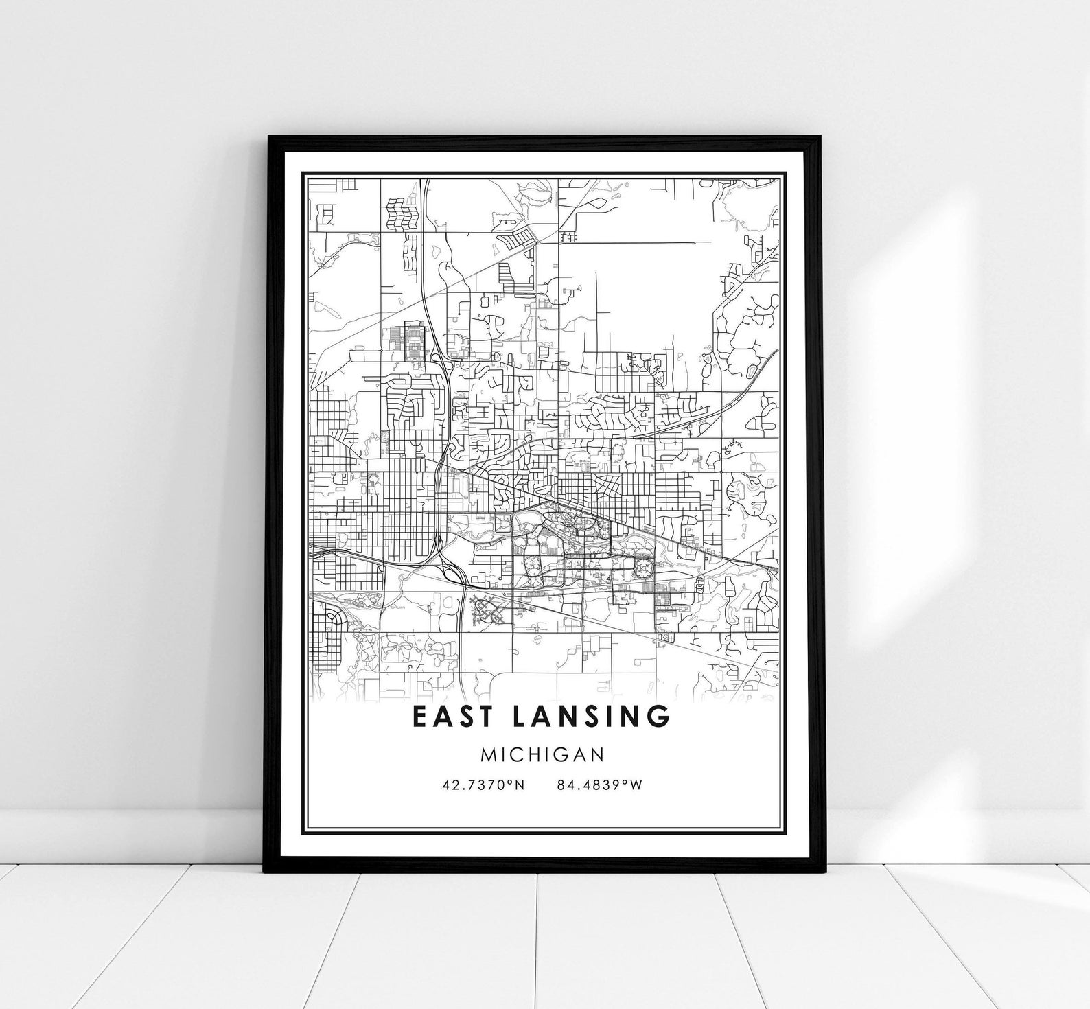 East Lansing Map Print Poster Canvas Michigan Map Print - Etsy