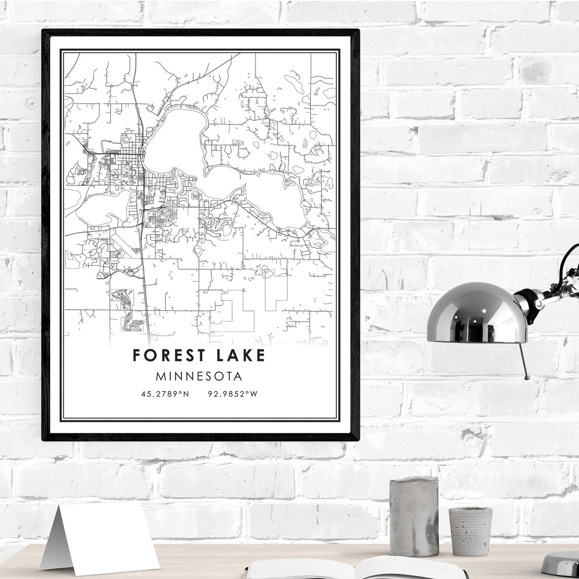 Forest Lake map print poster canvas Forest Lake Minnesota | Etsy