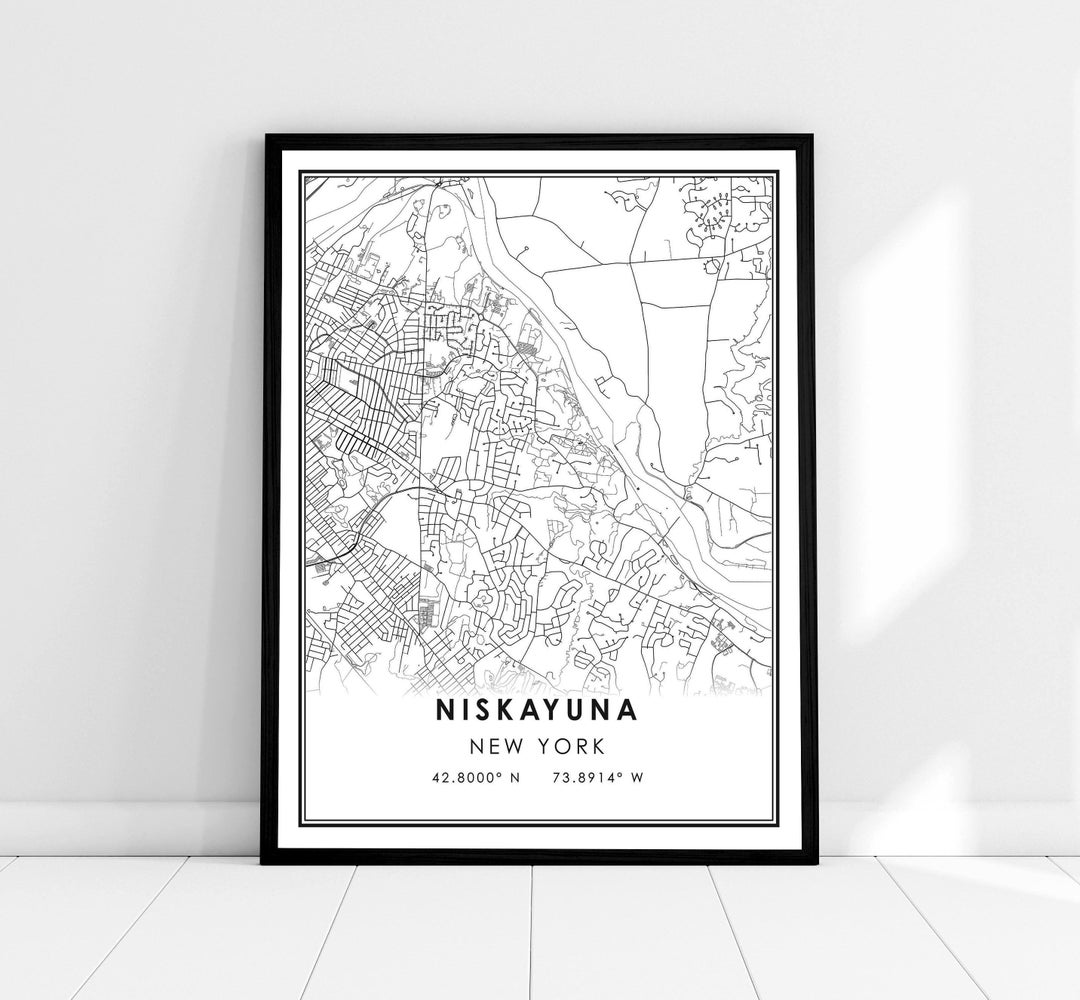 Niskayuna Map Print Poster Canvas | New York Map Print Poster Canvas ...