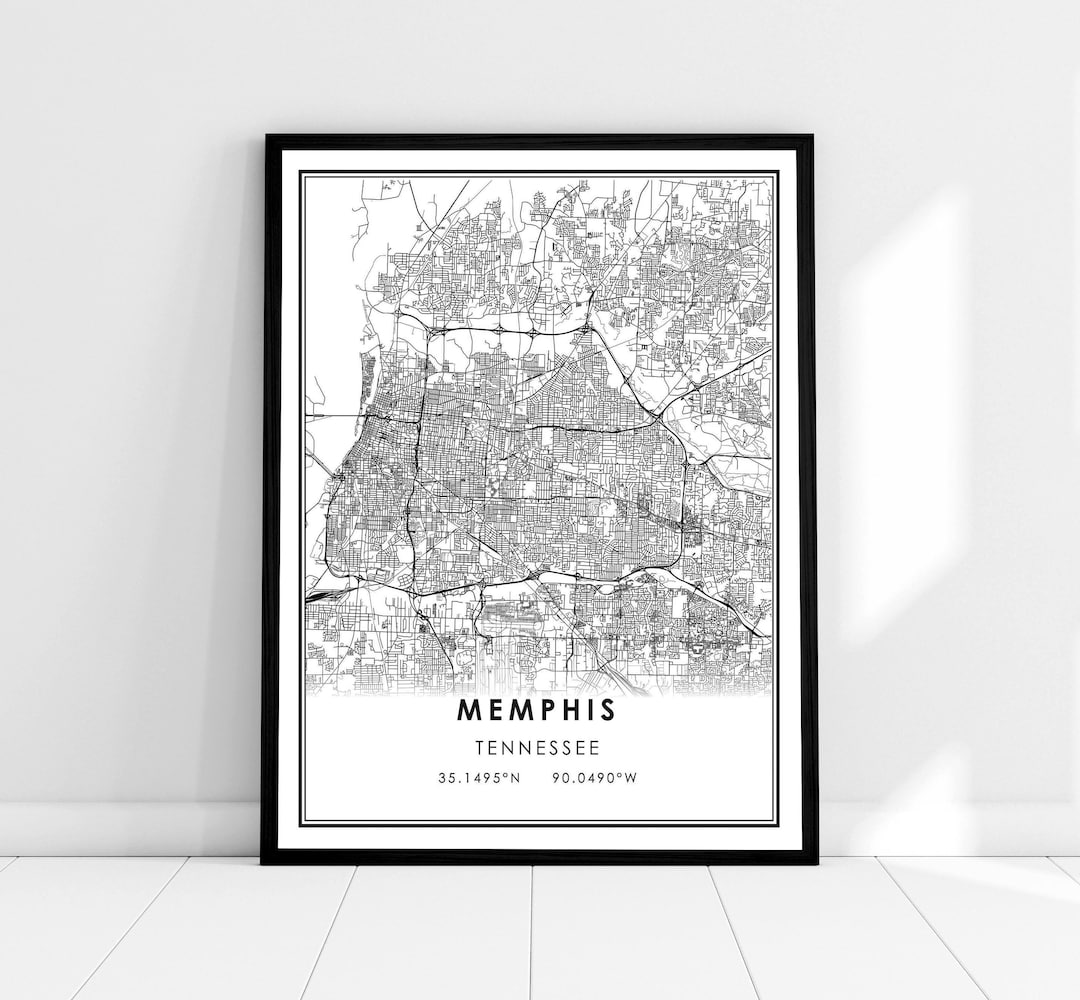 Memphis Map Print Poster Canvas | Tennessee Map Print Poster Canvas ...
