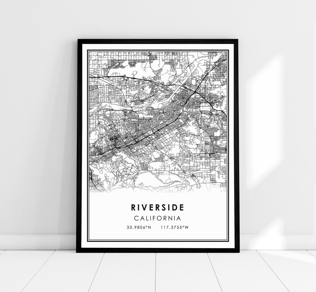 Riverside California Map Print Poster Canvas | Riverside City Map Print ...
