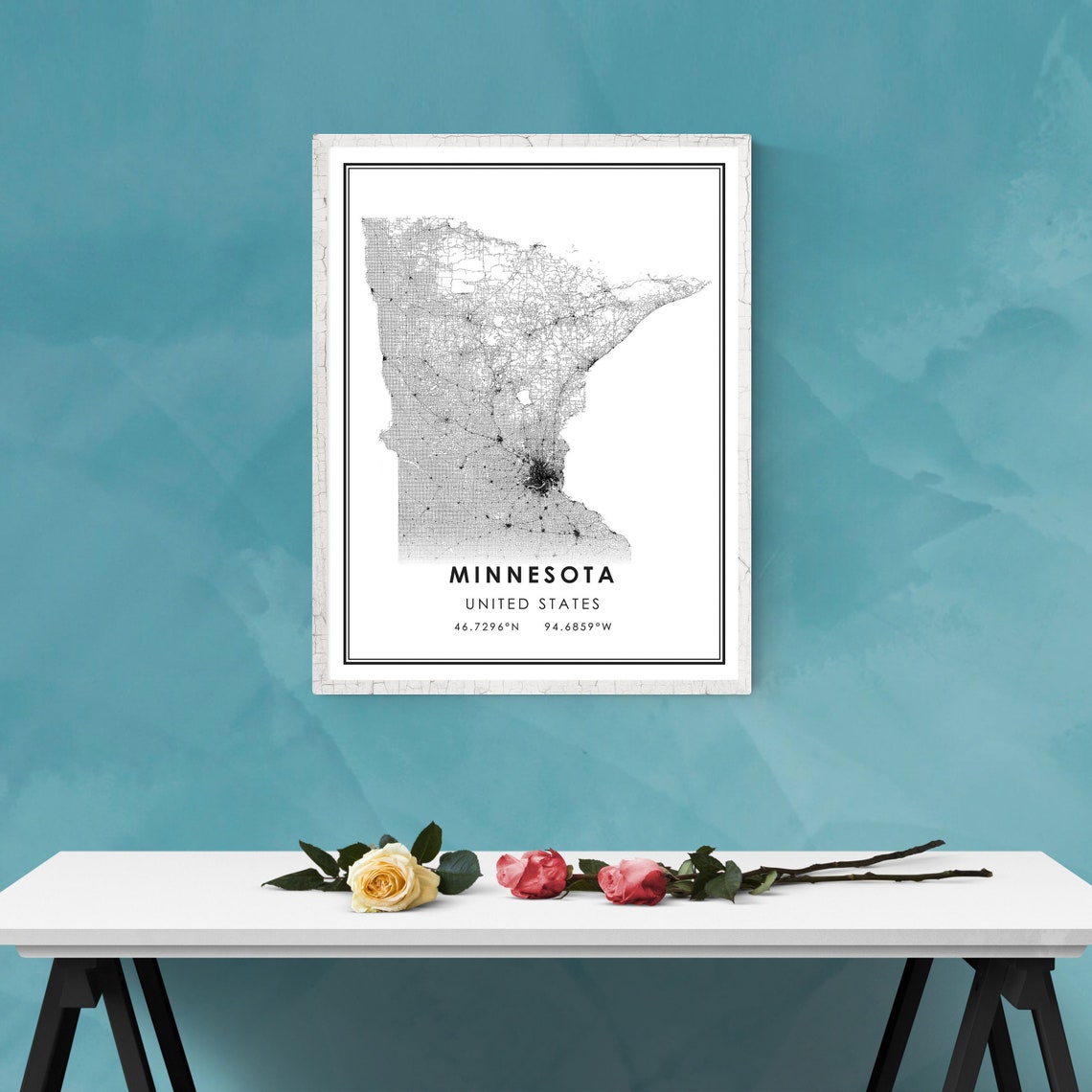 Minnesota US State United States map print poster canvas | Etsy