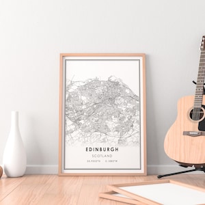 Edinburgh Map Print Poster Canvas | Scotland Map Print Poster Canvas ...