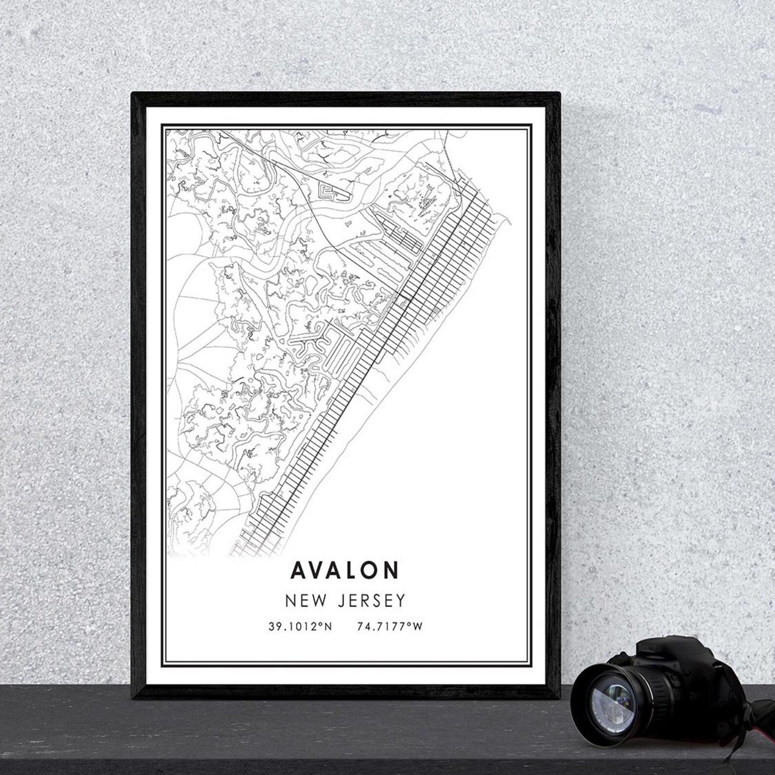 Avalon map print poster canvas New Jersey map print poster | Etsy