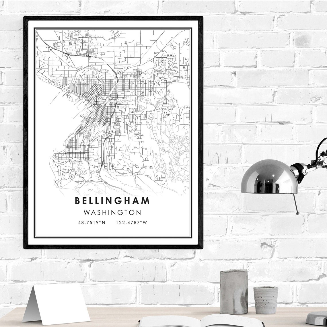 Bellingham Map Print Poster Canvas Bellingham City Map Print | Etsy