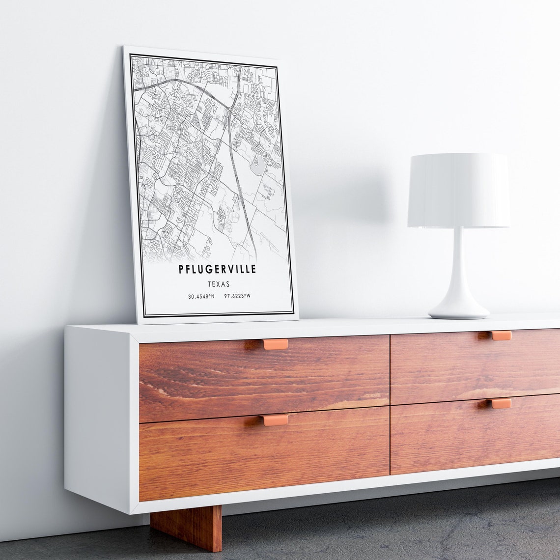 Pflugerville Map Print Poster Canvas | Texas Map Print Poster Canvas ...