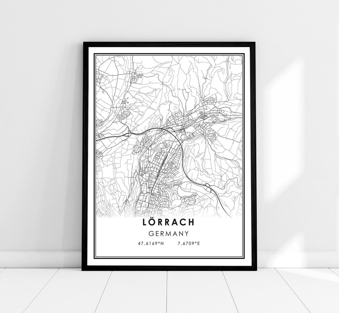 Lorrach Map Print Poster Canvas | Germany Map Print Poster Canvas ...