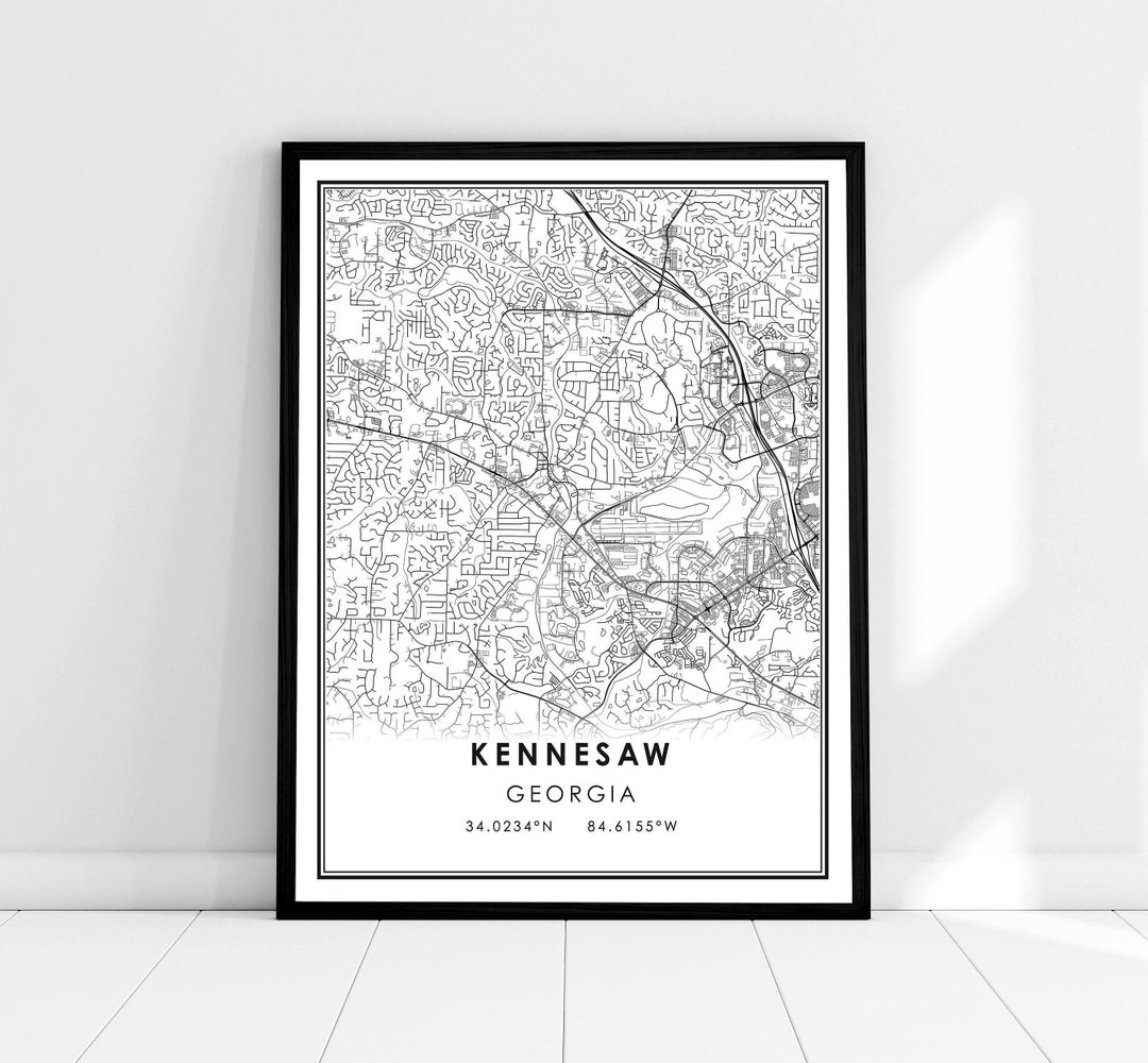 Kennesaw Map Print Poster Canvas | Georgia Map Print Poster Canvas ...