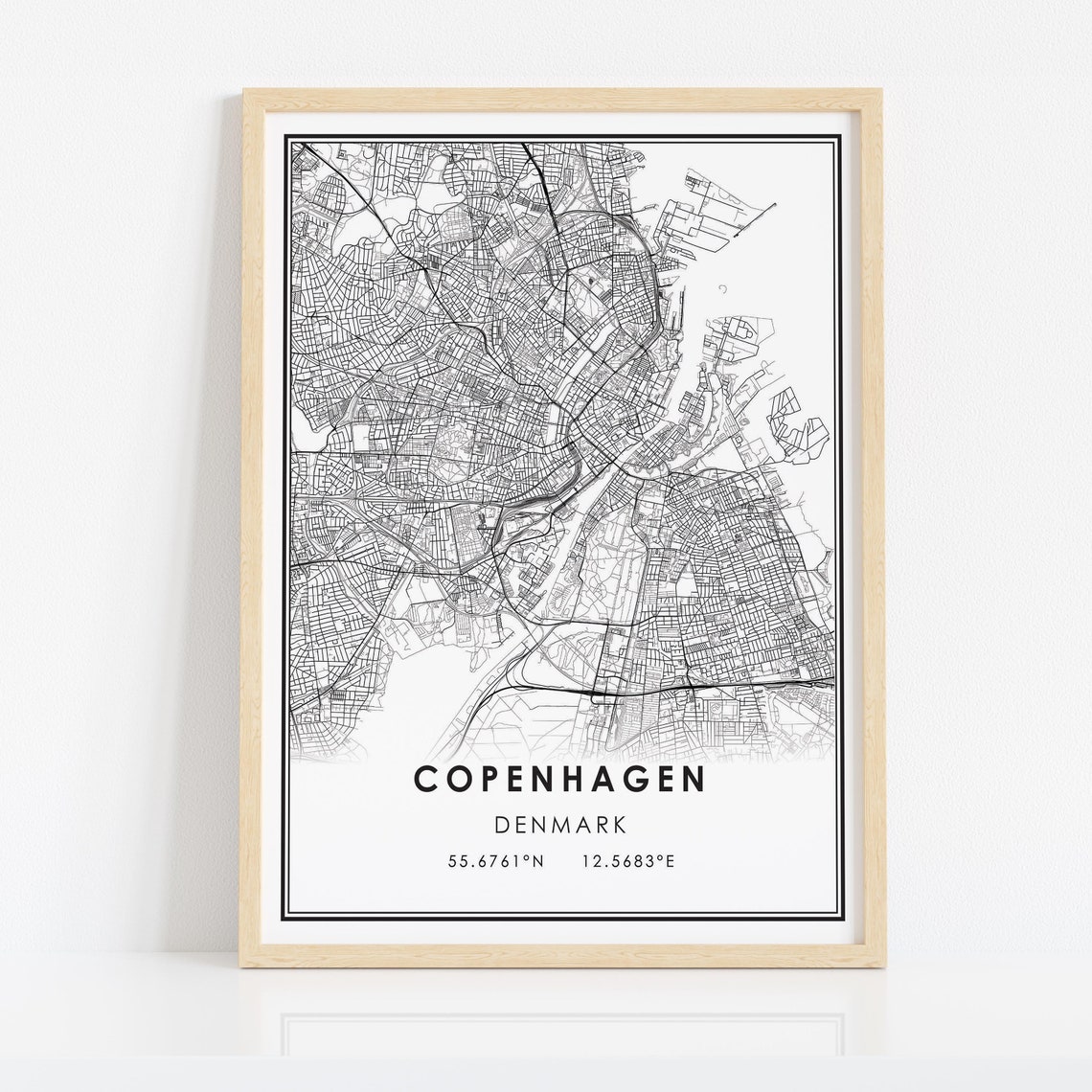 Copenhagen Map Print Poster Canvas Denmark Map Print Poster - Etsy