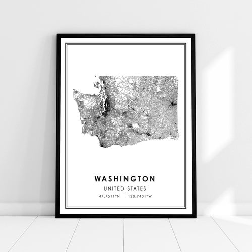 Washington Map Print State Road Map Print WA USA United - Etsy