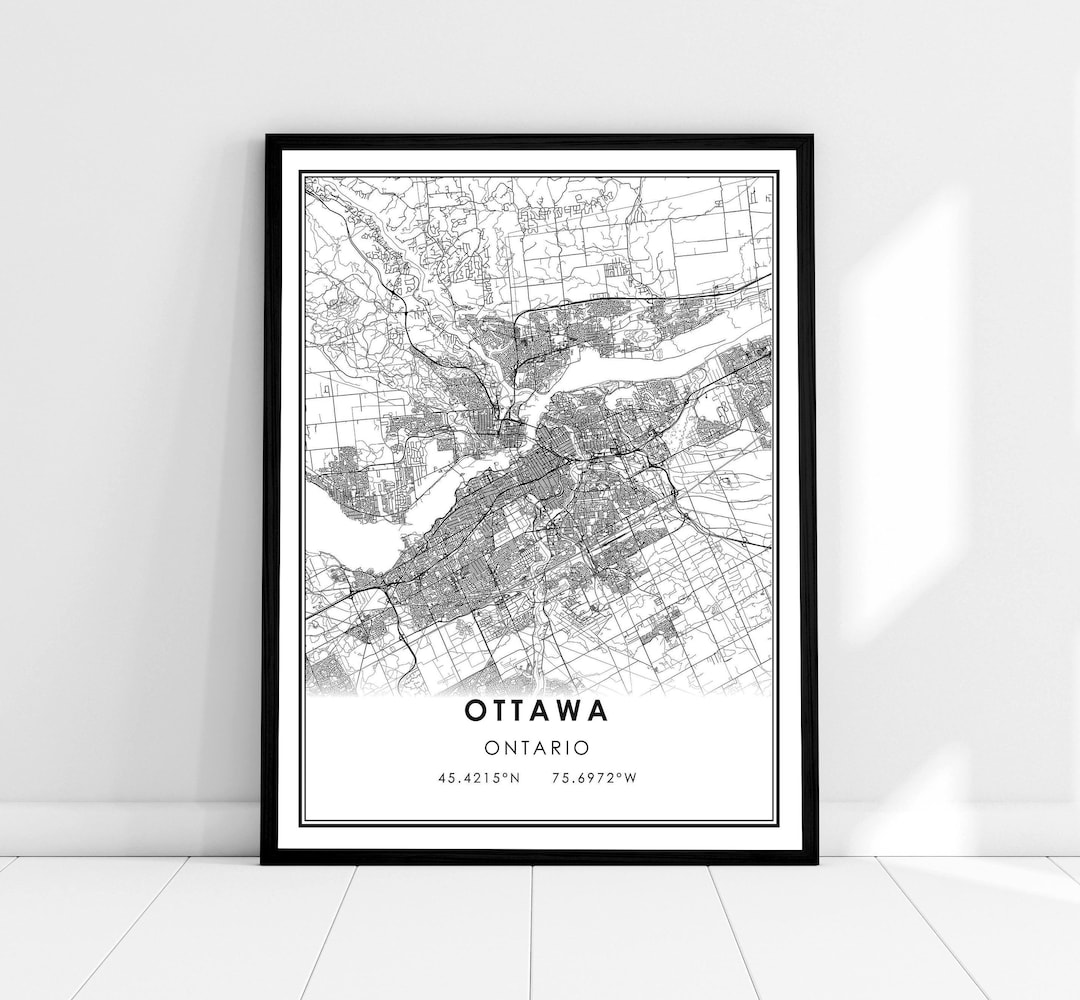 Ottawa Map Print Poster Canvas | Ontario Map Print Poster Canvas ...