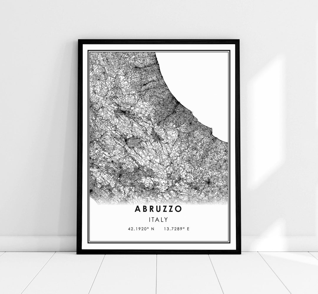 Abruzzo Italy Map Print Poster Canvas | Ecuador Map Print Poster Canvas ...