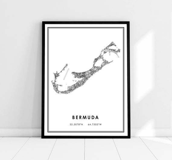Bermuda Map Print Poster Canvas Bermuda Road Map Print - Etsy