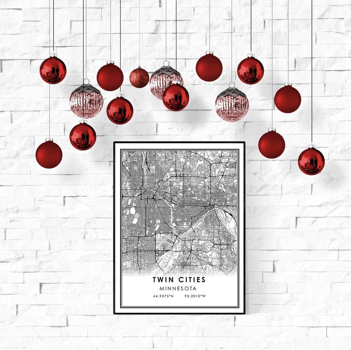Twin Cities map print poster canvas Twin Cities map print | Etsy