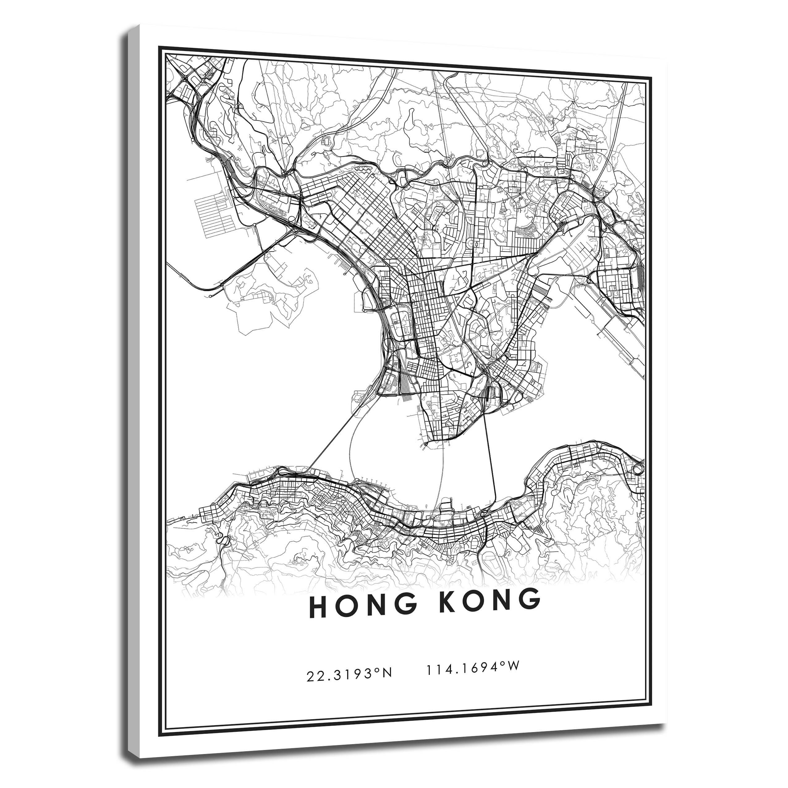 Hong Kong map print poster canvas Hong Kong city map print | Etsy