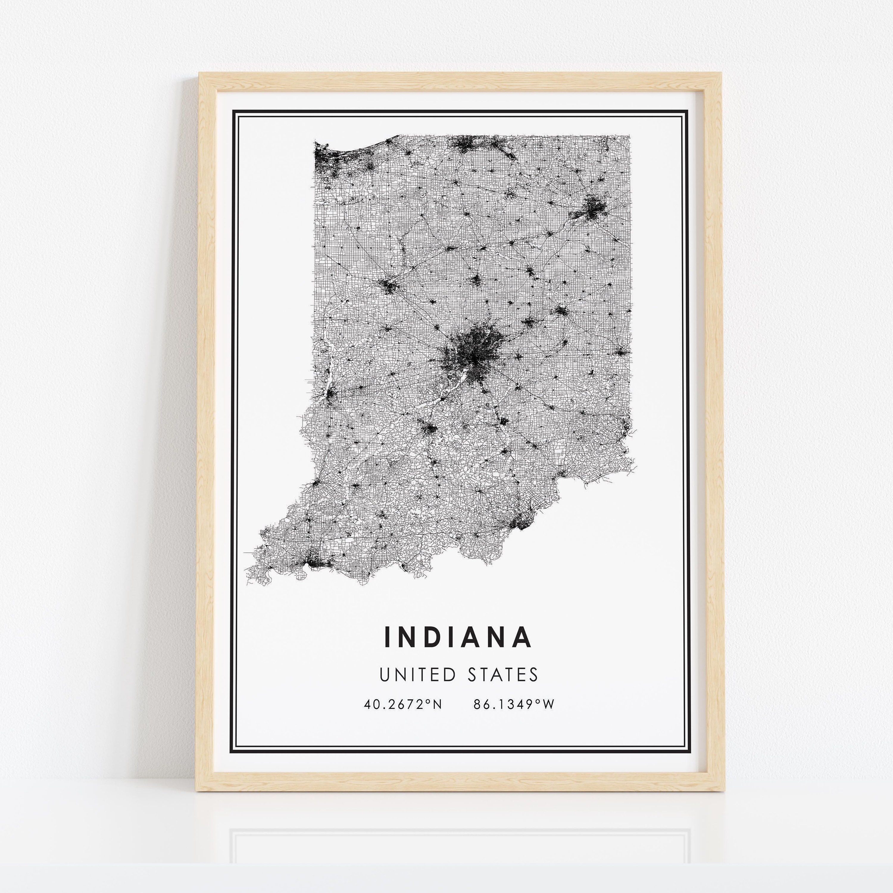 Indiana United States Map Print Poster Canvas Indiana United - Etsy
