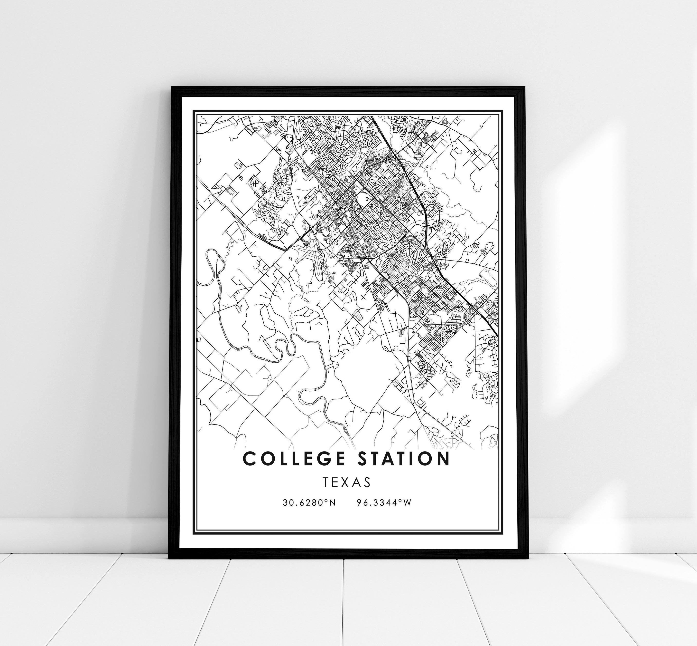 College Station Map Print Poster Canvas Texas Map Print - Etsy