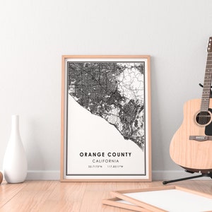 Orange County Map Print Poster Canvas | California Map Print Poster ...