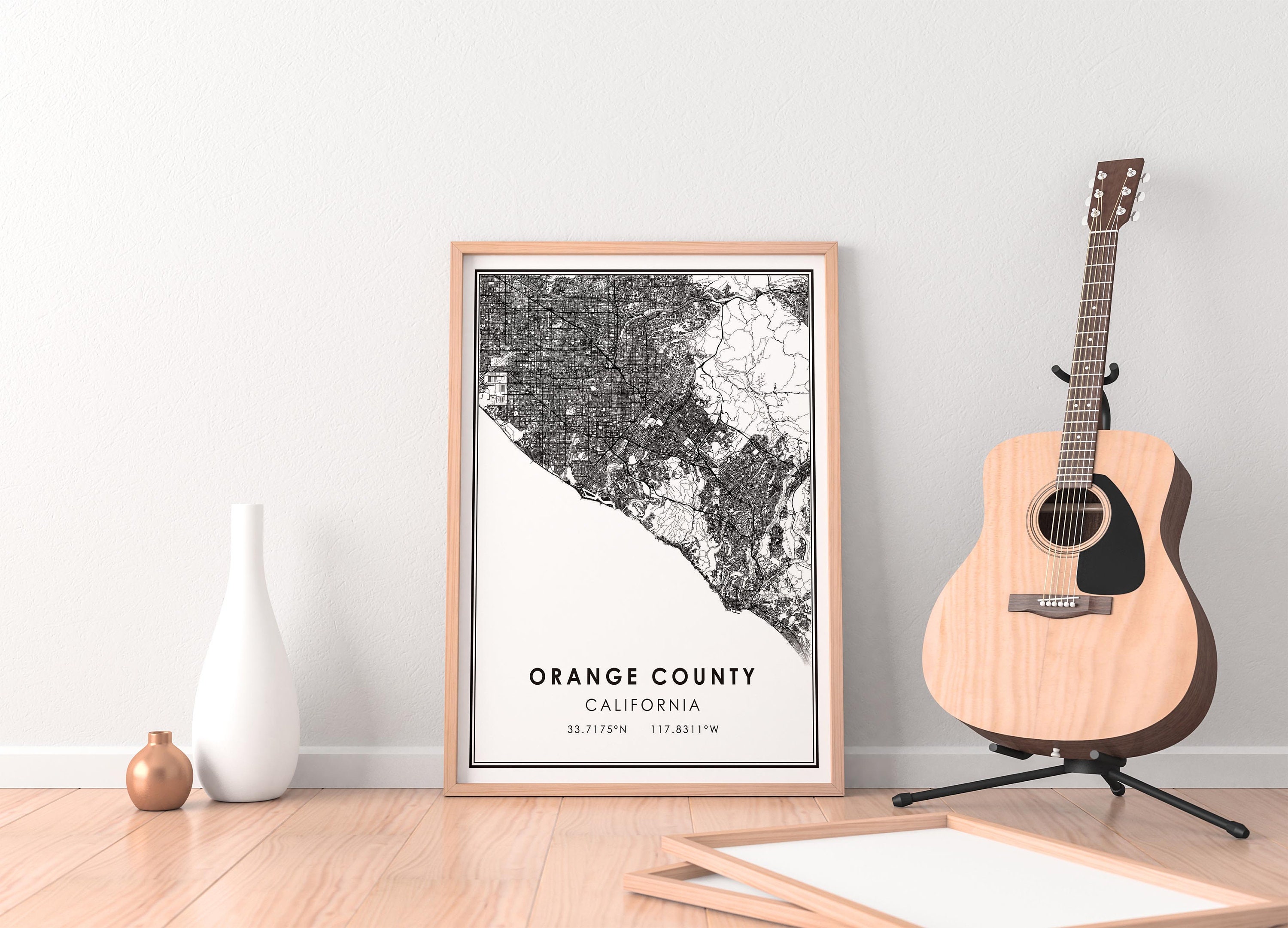 Orange County Map Print Poster Canvas | California Map Print Poster ...