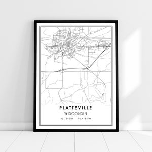 Platteville Map Print Poster Canvas | Wisconsin Map Print Poster Canvas ...