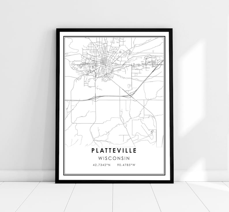 Platteville Map Print Poster Canvas Wisconsin Map Print - Etsy