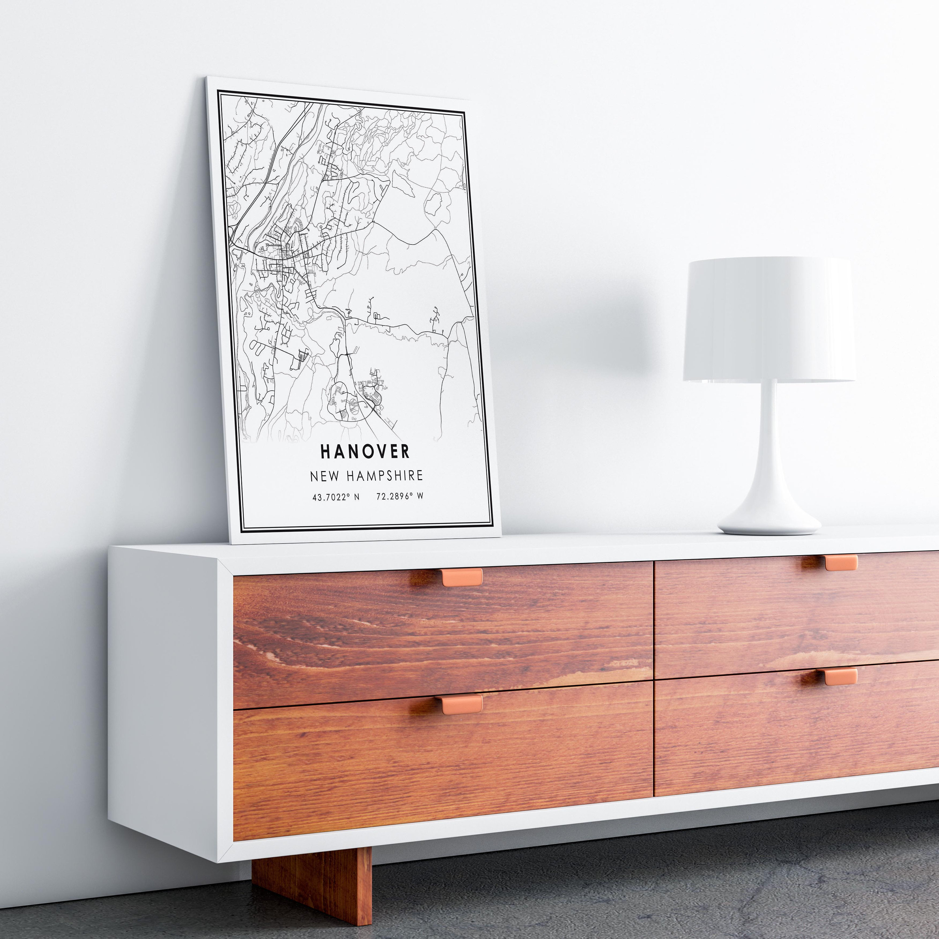 Hanover Map Print Poster Canvas | New Hampshire Map Print Poster Canvas ...