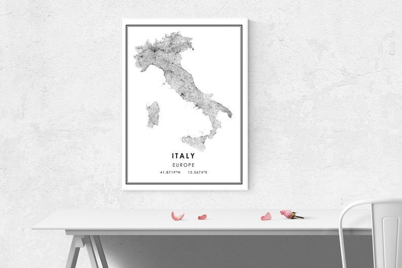 Italy country map print poster canvas Italy Europe Country | Etsy
