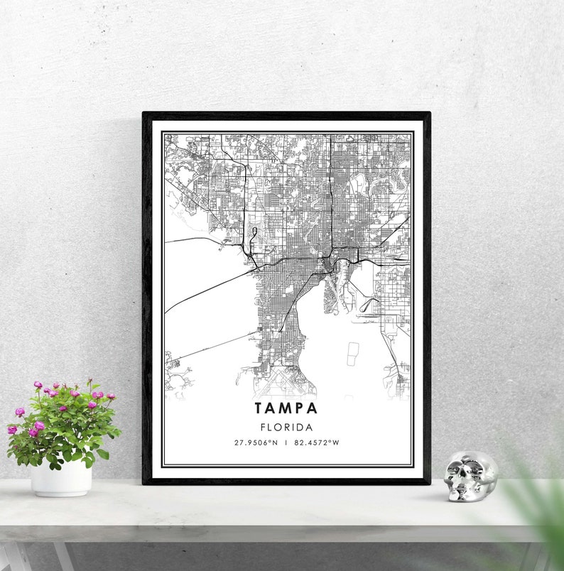 Tampa Map Print Poster Canvas Florida Map Print Poster | Etsy