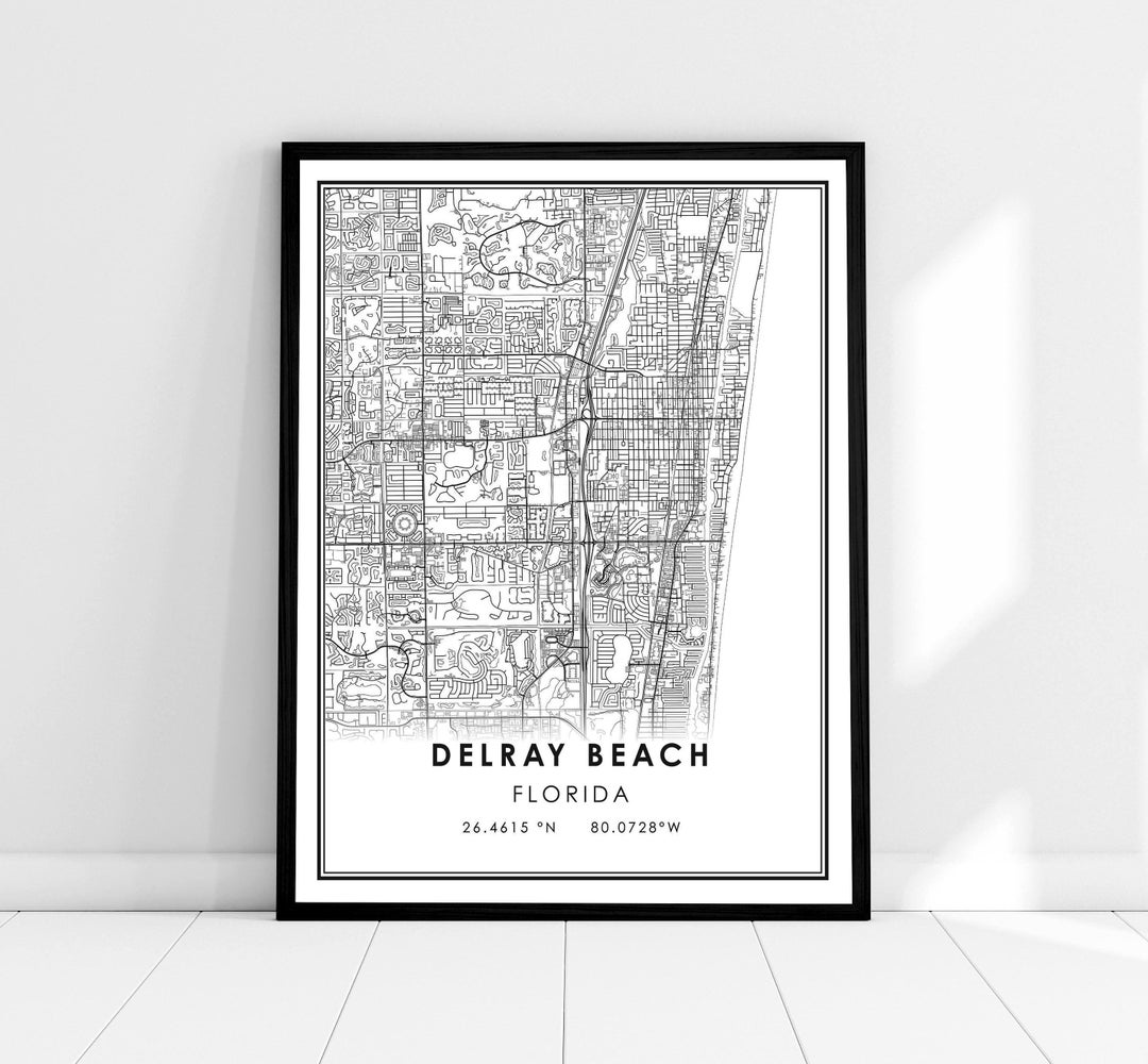 Delray Beach Map Print Poster Canvas | Florida Map Print Poster Canvas ...