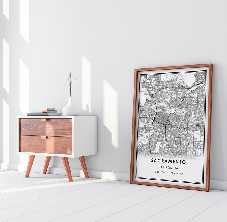 Sacramento Map Print Poster Canvas California Map Print - Etsy