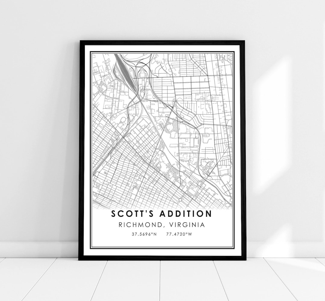 Scott's Addition map print poster canvas Richmond Virginia map print ...