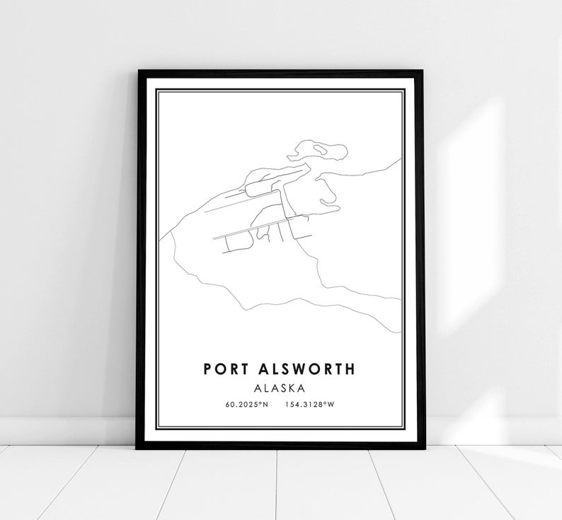 Port Alsworth Map Print Poster Canvas | Alaska Map Print Poster Canvas ...