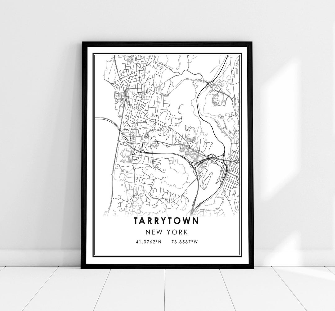 Tarrytown Map Print Poster Canvas | New York Map Print Poster Canvas ...