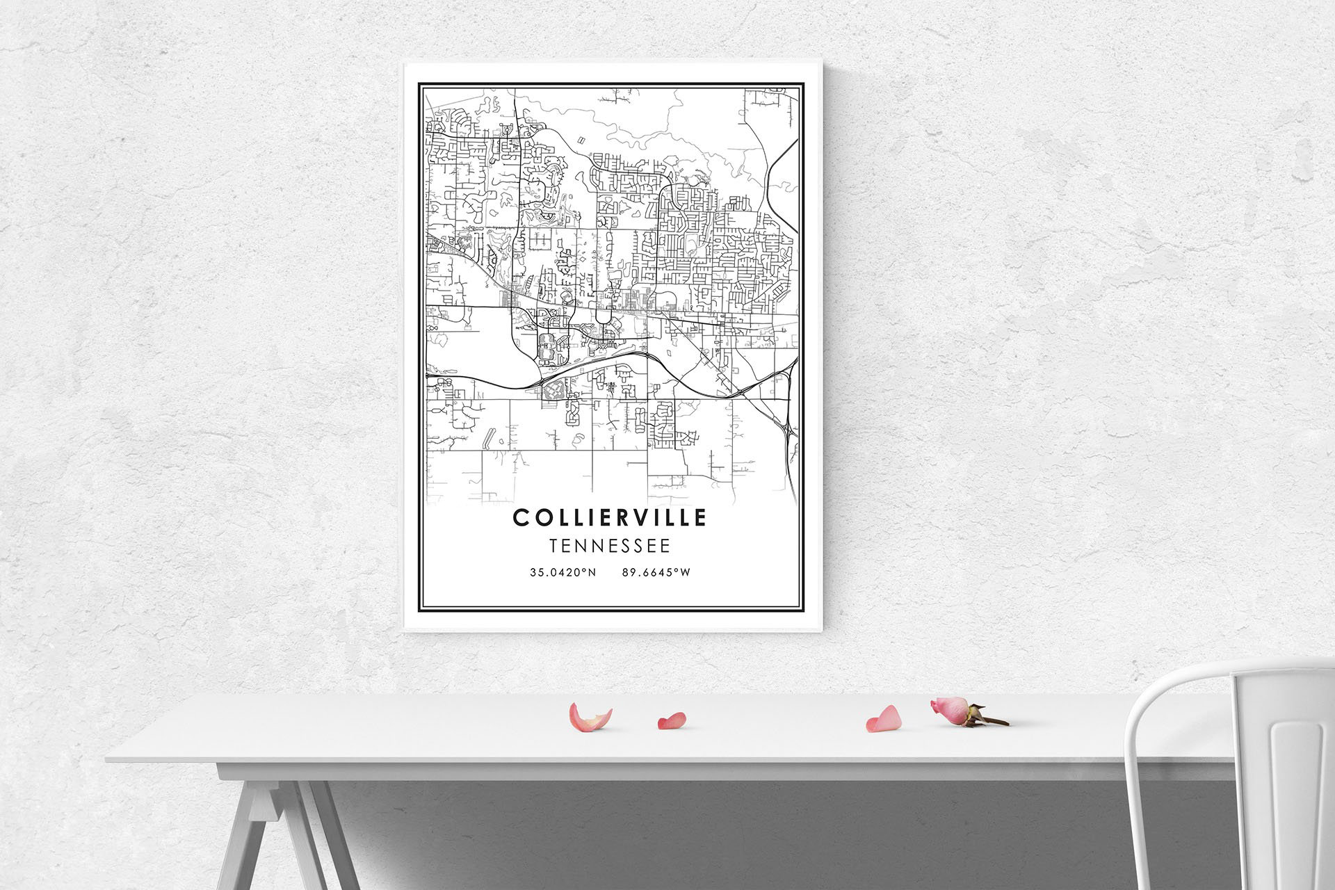 Collierville map print poster canvas Tennessee Street map | Etsy
