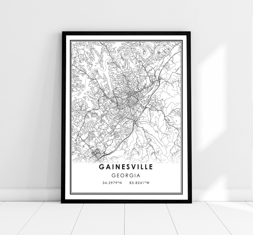 Lienzo de póster de impresión de mapa de Gainesville / Lienzo de póster ...