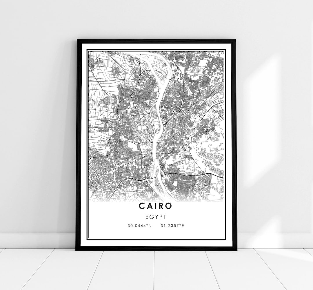 Cairo Map Print Poster Canvas | Egypt Map Print Poster Canvas | Cairo ...