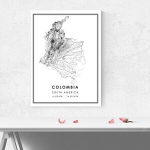 Colombia country map print poster canvas Colombia South | Etsy