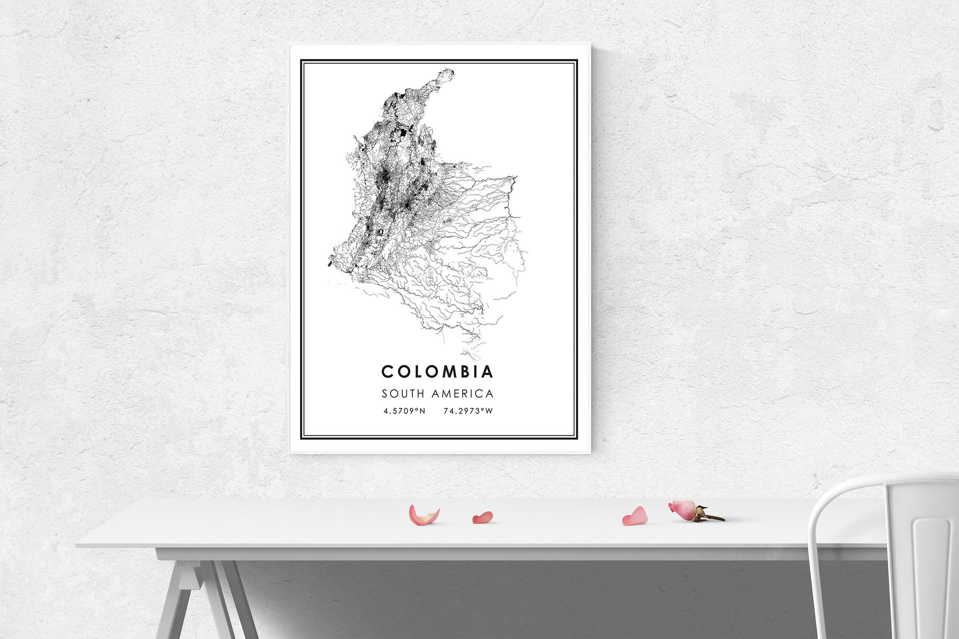 Colombia country map print poster canvas Colombia South | Etsy