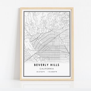 Beverly Hills Map Print Poster Canvas | California Map Print Poster ...