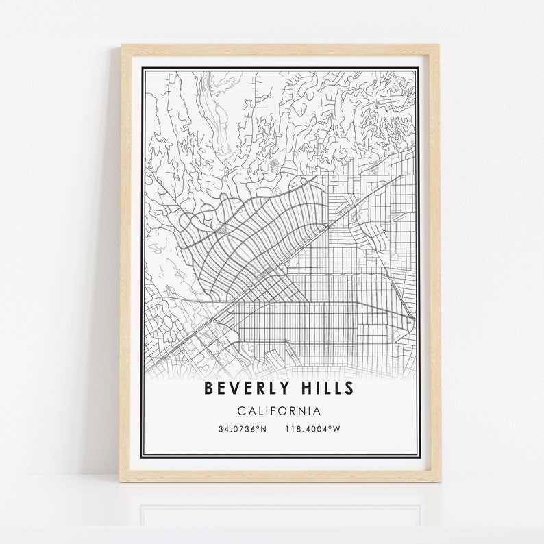 Beverly Hills Map Print Poster Canvas California Map Print - Etsy